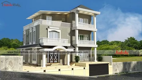 59*59 Hut Shape Roof House Design | 59*59Triplex House Plan | 3489sqft ...