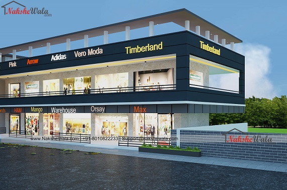 120x20sqft Shopping Complex Design | 2400sqft Shopping Mall Design