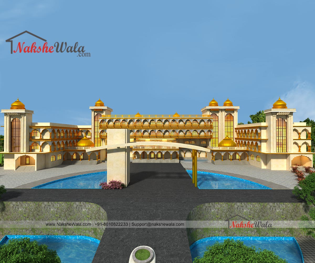 Resort Elevation | 400*400 Triplex House Elevation| 16000sqft Triple ...