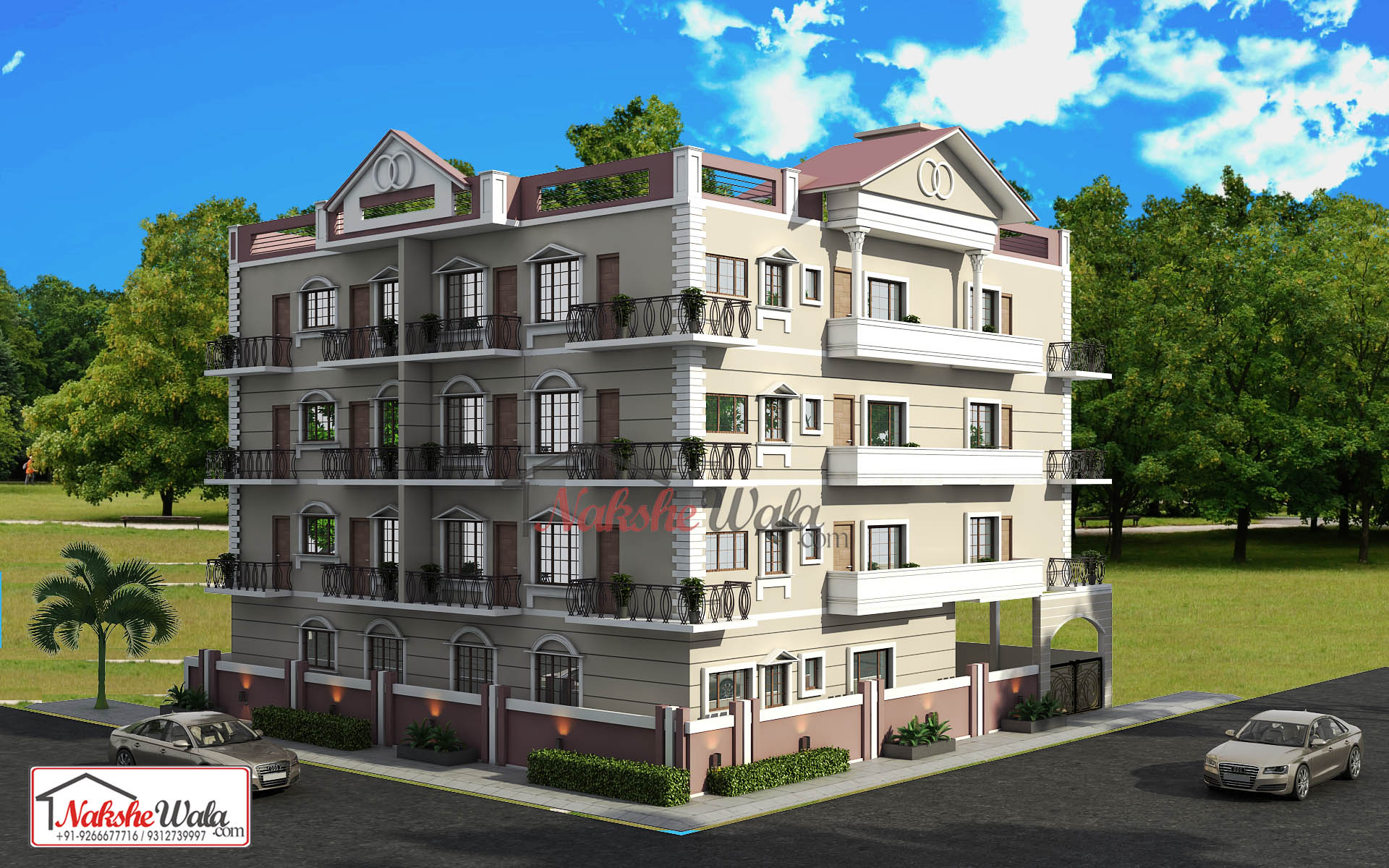 Multi-Storey Apartment Design | 66*63 Multi Storey House Elevation ...