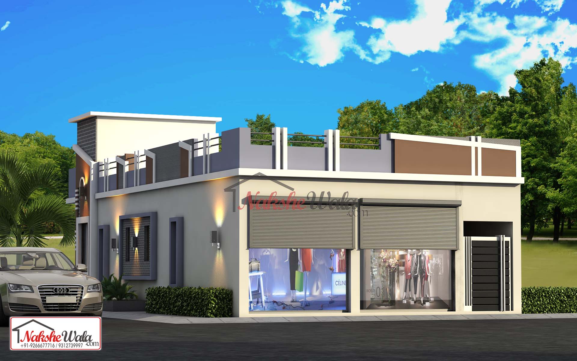 Showroom Building Designs | 30*40 Shopping Complex Elevation | 1200sqft ...