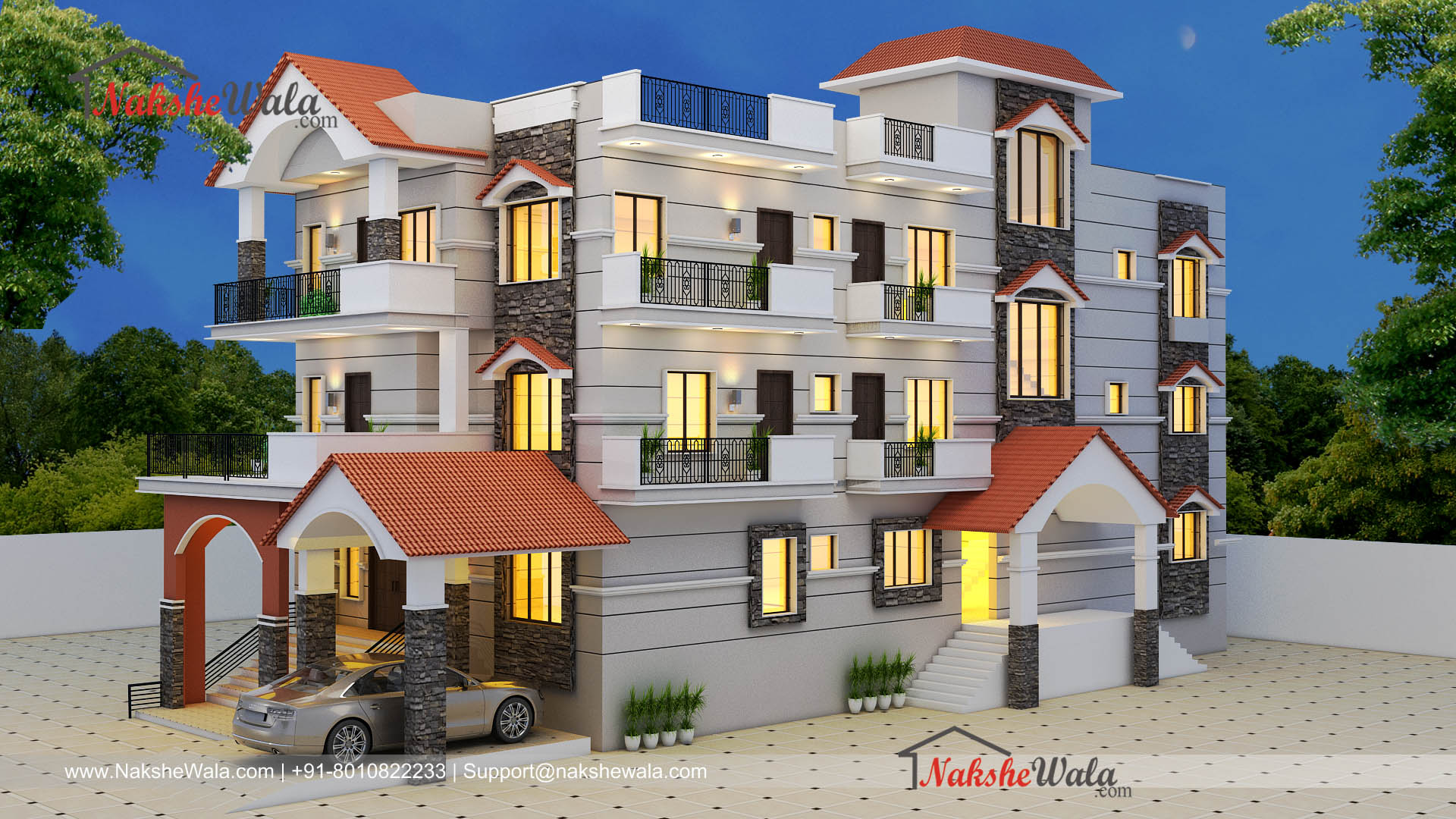 Bungalow Elevation Design | 43*147 Villa House Design | 6321sqft ...