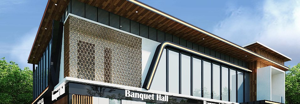 Hotel And Banquet Building Elevation | Banquet Hall Elevation | Hotel ...
