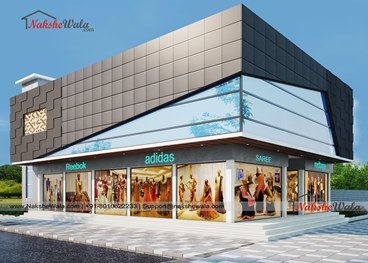 Shops with Office Building Elevation | 80*70 Showroom Building Design ...