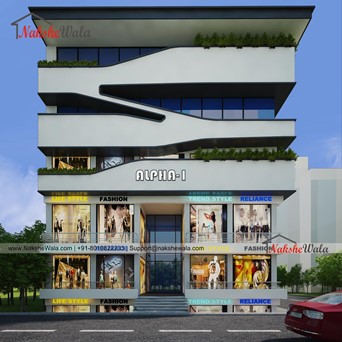 Shopping Complex Elevation | 60*100 Showroom Building Design | 6000sqft ...