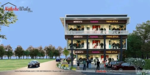 50X320sqft Commercial Building Elevation Design | 16000sqft Showroom ...