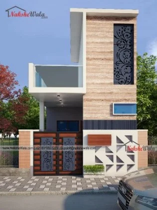 20x60sqft Duplex 3D House Elevation-Nakshewala | 1200sqft House Plans ...